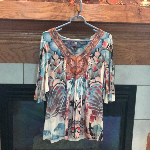 ONE WORLD | Tops | One World Bold Print Tunic Size Large | Poshmark